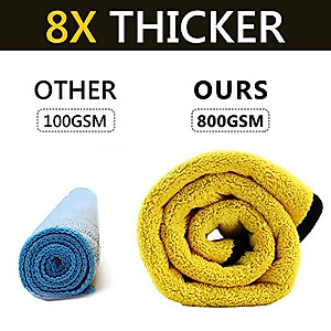 Dry Towel for Cars, （6PCS）Microfiber Extra Thick Cleaning Cloths,Car Drying Towel Scratch-Free Car Detailing Buffing Polishing Soft Super Absorbent Towel 800 GSM 12 in x24 in