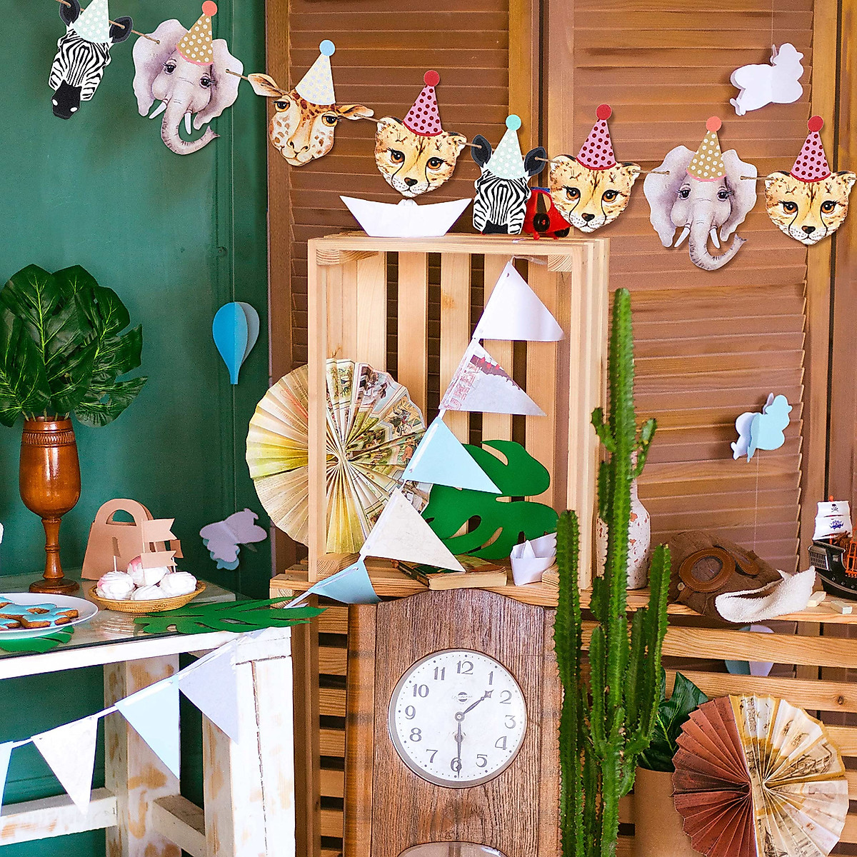 2 Pcs Animal Banner Jungle Safari Animal Banner Jungle Baby Shower Banner Woodland Animal Theme Decorations Boys Girls Birthday Party Supplies