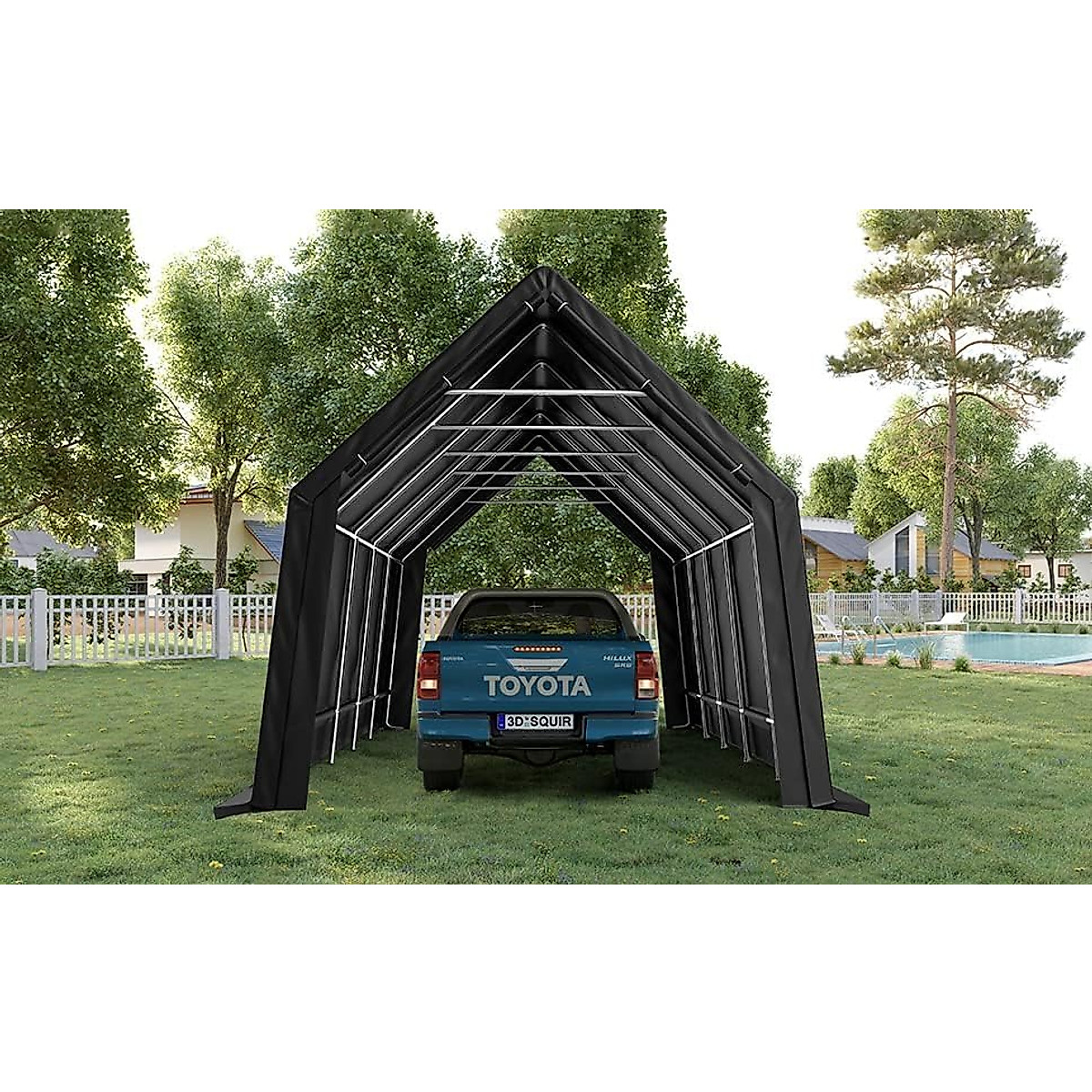 KING BIRD 13' x 20' Heavy Duty Carport Anti-Snow Carport, Full-Size Truck, Outdoor Storage Shelter Shed Instant Garage Car Canopy with Reinforced Ground Bars