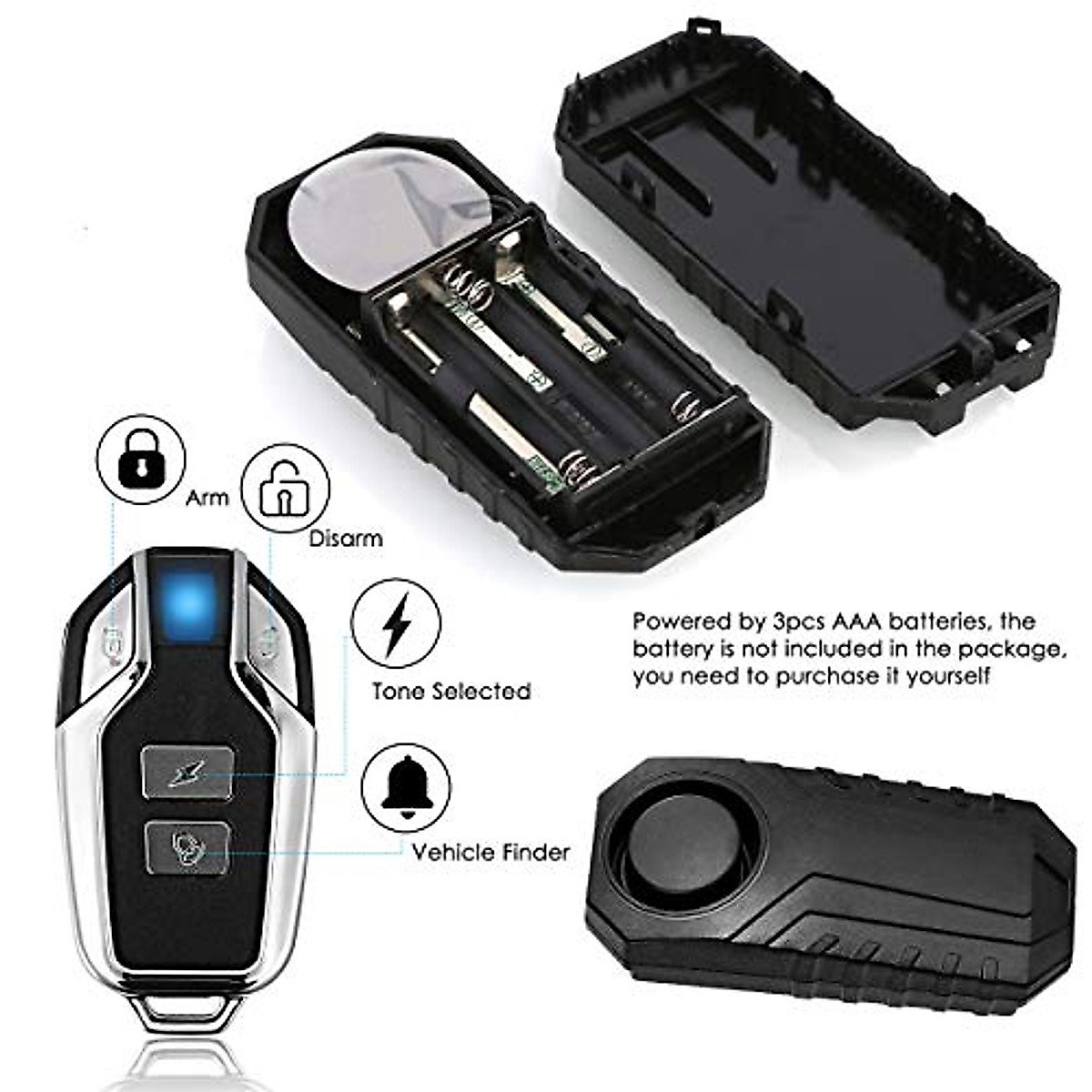 SOONHUA Wireless Motorcycle Bike Alarm, Anti-Theft Security Motorcycle Alarm with Remote Control Waterproof Vibration Sensor Bicycle Alarm 113dB Super Loud Adjustable Sensitivity