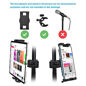 woleyi Tablet Mic Stand Holder, Microphone Music Tablet Mount with Ultra Stable C-Clamp, Compatible with iPad Pro/Air/Mini, Galaxy Tabs/Z Fold, Fire HD, iPhone, More 4.7-13" Cell Phones and Tablets