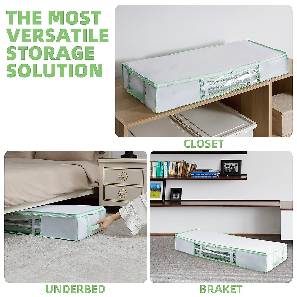 TAILI Under Bed Comforters Storage Container, Save 80% Space, Large Capacity Foldable Under Bed Storage Box for Quilts Pillow Blankets Linen, , 41" x 17.7" x 6", Jumbo Comforters Vacuum Storage Bag