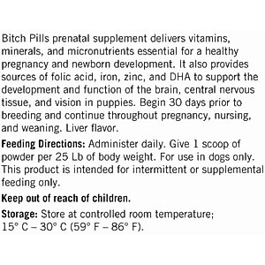 Bitch Pills (Powder Form) - Prenatal Vitamins for Dogs (Earlier Thomas Pet) - Folic Acid, B12, Calcium - Pregnant Dog Supplies (Liver, 1 Pound)