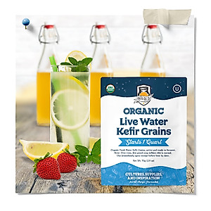 Fermentaholics ORGANIC Water Kefir Grains - Live Starter Culture - Makes a Quart Batch - Water Kefir Starter Grains - Brew Your Own Water Kefir At Home - Bulgaros De Agua