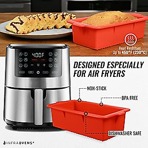 Air Fryer Silicone Loaf Pans for Baking, Non-Stick Bread Cake Pan, 8 inch Airfryer Bakeware Sets, Meatloaf Brownie Corn, Fits Instant Pot, Ninja Foodi, Cosori, Chefman, Power XL, Dash, BPA Free