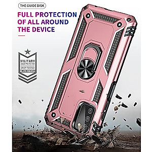Yiakeng Samsung A03S Case, Galaxy A03S Case with HD Screen Protector, Military Grade Protective Cases with Ring for Samsung Galaxy A03S (Rose Gold)