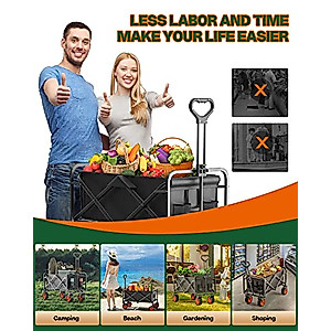 LOGARD Collapsible Folding Wagon,Heavy Duty Utility Beach Wagon Cart,Outdoor Camping Wagon