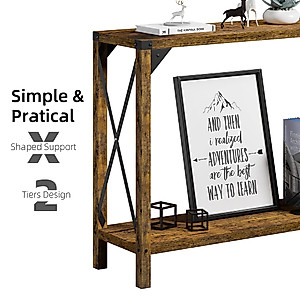 IDEALHOUSE Entryway Table, 43 Inch Farmhouse Console Table, 2-Tier Wood Sofa Table Furniture for Foyer, Living Room, Hallway, Easy Assembly (Vintage, 43" X 11.8" X 29.9")…