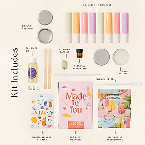 Shea Butter Lip Balm DIY Kit (Made in USA), Creates 10 Luxurious Lip Balms with EVERYTHING Included