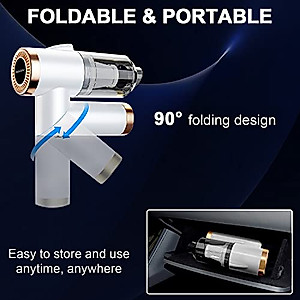 KOROICK Wireless Handheld Car Vacuum Cleaner - 90° Foldable Portable Vacuum Cleaner for Car, 9000PA Suction Cordless Car Vacuum, Rechargeable Mini Car Vacuum for Vehicle, Home and Office (White)