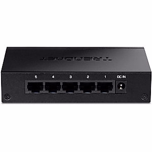 TRENDnet 5-Port Gigabit Desktop Switch, TEG-S51, 5 x Gigabit RJ-45 Ports, Ethernet Splitter, 10Gbps Switching Capacity, Fanless Design, Metal Enclosure, Lifetime Protection, Black