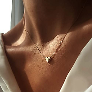 Jewelry Affairs 10K Real Gold Puffed Heart Pendant Necklace, 18" (Yellow Gold, 10K)