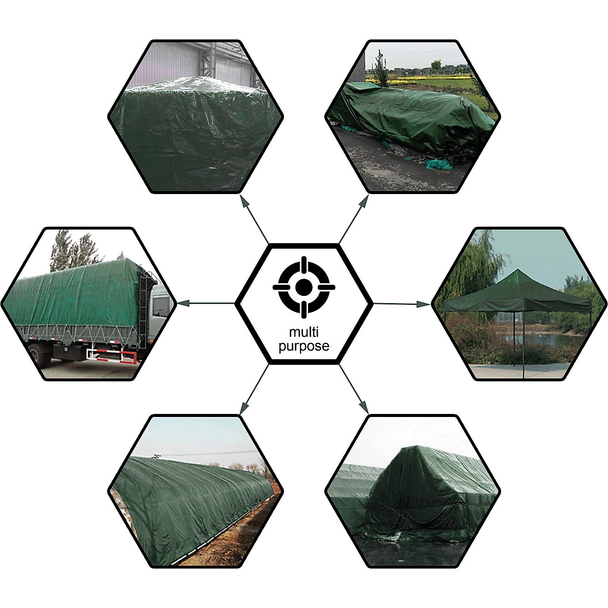 CARTMAN Finished Size 10x12 Feet Waterproof Green Tarp 8 Mil Thick, Multipurpose Protective Cover for Emergency Rain Shelter Camping Tarpaulin