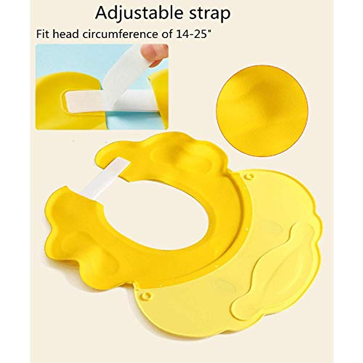 Baby Shower Cap for Kids Bath Visor Adjustable Toddler Shower Cap Multi-Purpose Bathing Cap for Protect Infants Toddler Eyes Ears (Yellow