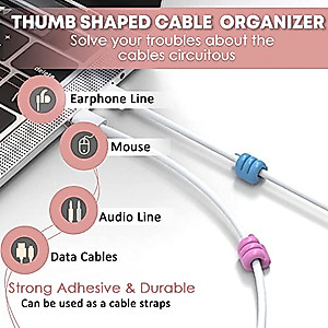 Dazzle fairy Thumb Wall Hooks Cable Holder – Pack of 24 Self Adhesive Thumb Hooks | Hanging Cable Clips Key Hook Multi-Function Wall Hooks for Cable Management