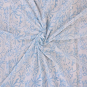 Trade Star Exports Indian Hand Block Print Cotton Voile Fabric by The Yard for Dressmaking, Crafting, Sewing, 3 Yard Handmade Kids Clothing Fabric Sanganeri Print Fabric (Pattern 10)