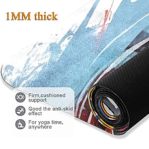 GOODOLD Basketball Yoga Mat, 71 x 26 Inch Non-slip Yoga Mats Folding Travel Exercise Mat Indoor Outdoor Gym Pilates with Storage Bag for Women Men