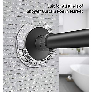 FEATCH 2 Pack Shower Curtain Rod Mount Holder, 4 Inch Universal Acrylic 3M Adhesive Wall Mount Holder for Shower Curtain Rod (Shower Curtain Rod Not Included) … (Transparent)