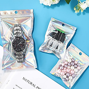 EgticLive 100 Pack Resealable Holographic Bags for Small Business, 3 x 4", Iridescent Mylar Bags with Clear Front Ziplock Foil Packing Pouch Bags for Multipurpose Storage (3 X 4 inches)