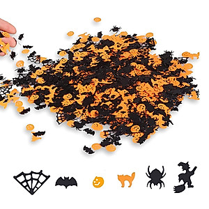 SKRYUIE Day of the Dead Halloween Confetti Table Scatter for Glitter Colorful Night Party Pumpkin Spider Elf Bat Witch Star Cat Ghost Halloween Theme Party Haunted House Decoration Supplies (100g)