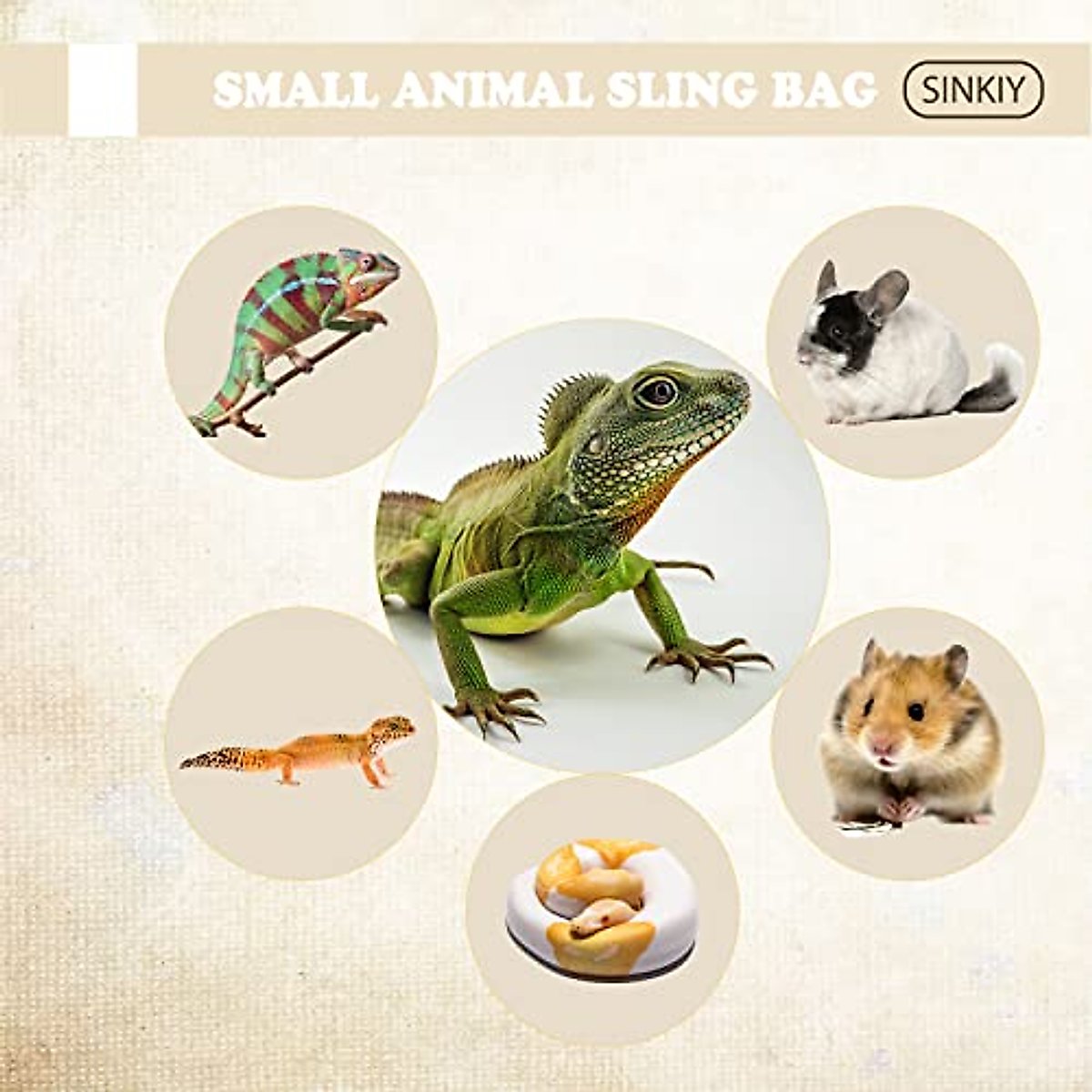 Bearded Dragon Sling Carrier, Small Animal Bag for Lizards and Small Reptile with Adjustable Strap, Breathable Material and Stable Triangular Joint Design (Black-1)