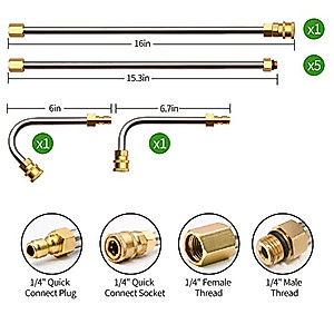 FGBNM 1/4" High Pressure Washer Gun Kit, Including 8pcs Washer Extension Wands, 6pcs Nozzle Tips, 1L Foam Cannon with Other Accessories
