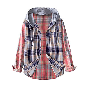 Mens Hoodies, Fashion Hoodies For Men Big And Tall Black Hoodies Large Hoodie Blank Men's Check Shirt Fashionable Loose Contrast Stitched Hooded Shirt Grey Sweatshirt Zip Up (XXL, Khaki)