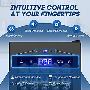 Beverage Refrigerator and Cooler Freestanding, 96 Cans Mini Fridge with glass door and Lock, Small Drink Fridge for Soda, Beer, Wine, For Home Bar Office with LED Light, with Adjustable Thermostat