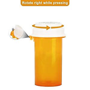 Prescription Reversible Thumb Tab Vials, Medicine Container, Pill Bottle, Prescription Pharmacy Vials Reversible Cap with Animal Pet Resistant (not Child Resistant) Open (20 Dram, 12pcs)