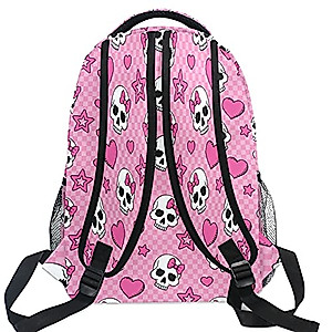 MNSRUU Student Travel School Backpack Pink Skull Girl College Laptop Backpacks Business iPad Tablet Computer Bookbags for Adult Teen One Size