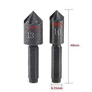 Chamfer Bit,7 Flute 82 Degrees 1/4" Hex Shank High Carbon Steel Countersink Cutter Bits for Wood, Plastic and Other Soft Material(2pcs)