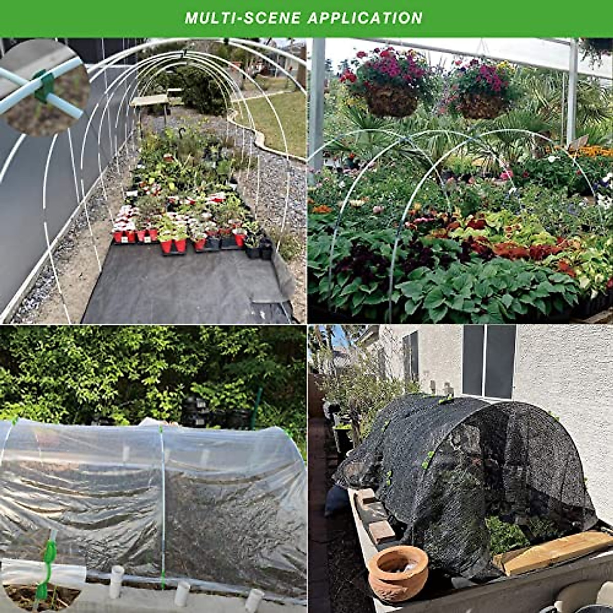 Greenhouse Hoops, Grow Tunnel 7mm/0.275in Diameter Rust-Free Fiberglass Support Hoops Frame DIY Gardening Tunnel, Support Frame Combination for Garden Farm