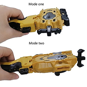 Speder Bey Gyro Blades Launcher and Grip, Light Sparking Battling Burst String Launcher Gyro Left&Right LR Spin Top Compatible with All Bey Burst Series Battling (Gold)