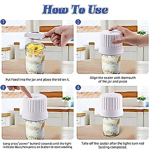 Electric Mason Jar Vacuum Sealer for Wide & Regular-Mouth Jar and Accessory Hose Compatible with FoodSaver Vacuum Sealer and Vacuum Container, Wine Vacuum Stoppers, Vacuum Sealer Kit for Wine Food Storage and Fermentation