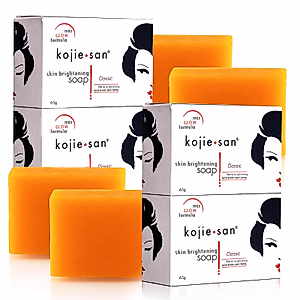 Kojie San Skin Brightening Soap - Bundle Pack - Original Kojic Acid, Dark Spot Remover Bar Soap with Coconut & Tea Tree Oil - 65g x 4 Bars