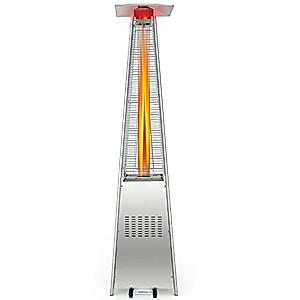 Toolsempire Outdoor Patio Heater 42,000 BTU, Propane Gas Space Heater Pyramid Stainless Steel Heaters Quartz Glass Tube with Wheels for Garden, Yard, Residential & Commercial Use, 90” Tall, Silver