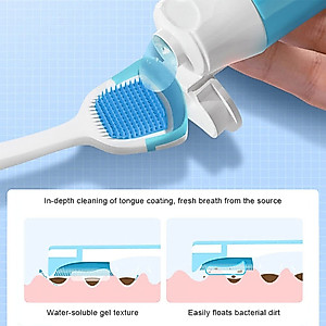 lunhaifi 2023 New Probiotic Tongue Cleaning Gel Set, Tongue Scraper Precise Cleaning Brush Kit, Easy to Use Tongue Scrubber for Men Women with 1Tongue Brush (Mint+Peaches)