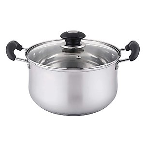 Uniware Stainless Steel Pot with Glass Lid (2 QT) Silver/Black