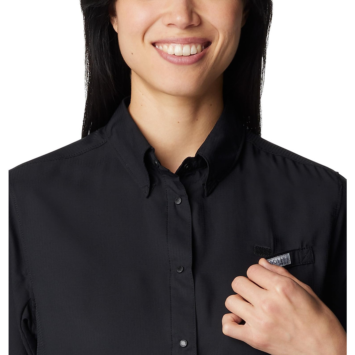 Columbia Women's PFG Tamiami II UPF 40 Short Sleeve Fishing Shirt, Black, Medium