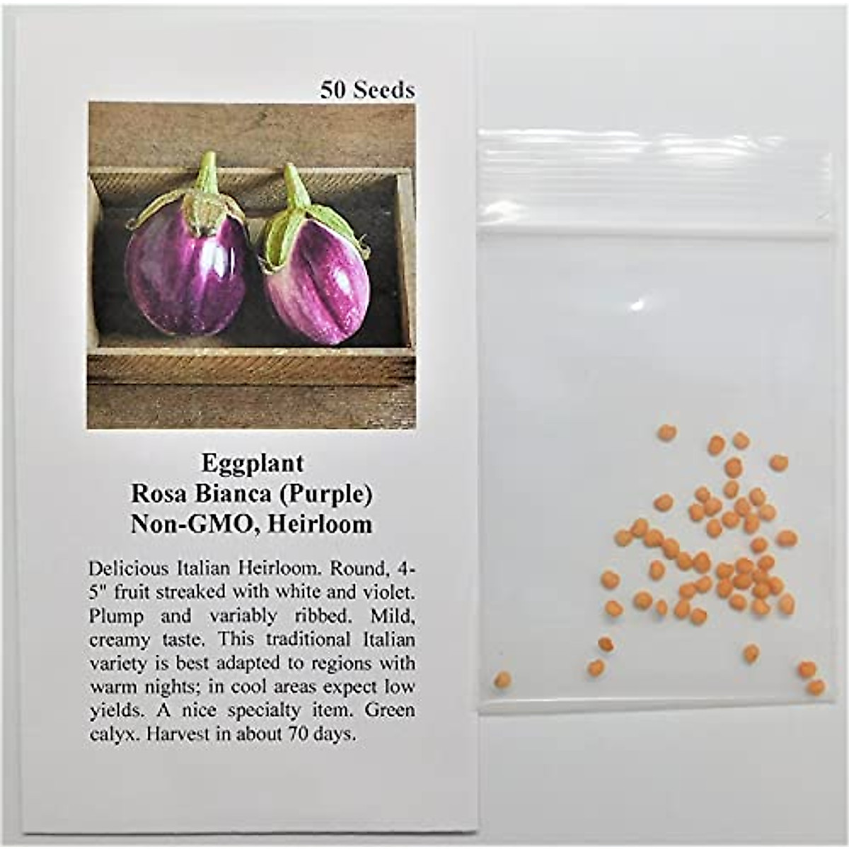 David's Garden Seeds Eggplant Rosa Bianca 2244 (Purple) 50 Non-GMO, Heirloom Seeds
