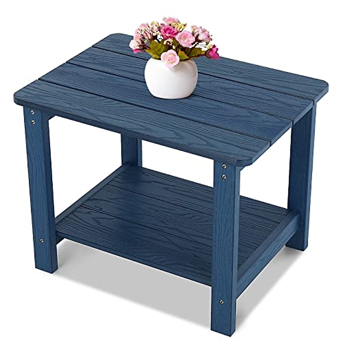 Stoog 22.8" Oversized Outdoor Side Table, All-Weather Adirondack Side Table, Low Maintenance, for Backyard, Garden, Pool, Lawn, Porch, Blue