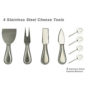 Picnic at Ascot Bamboo Cutting Board for Cheese & Charcuterie with Knife Set & Cheese Markers- Designed & Quality Checked in The USA