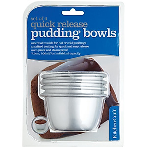 KitchenCraft Mini Pudding Moulds, Anodised Aluminium, 7.5 cm, Set of 4