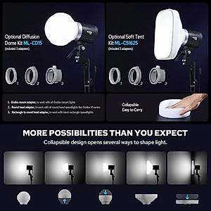 Godox ML30Bi Handheld Bi-Color LED Video Light, Portable Studio LED Continuous Light 2800K-6500K, 41000 lumens CRI 96+ TLCI 97+, 21 FX Effects, APP Control, Silent Mode, Compatible with Godox Mount