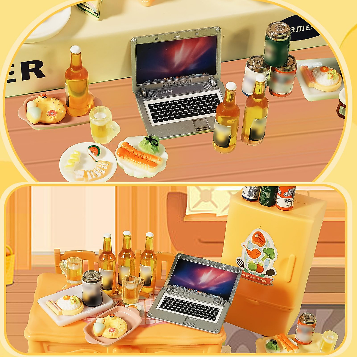 1:12 Scale 11 Pcs Miniature Beer Bottles and Beer Cans Mini House Drink Accessories for Fairy Garden Pub Bar Decoration Dollhouse Beer Glass Model