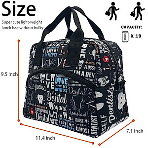 Dentist Insulated Lunch Bag for Women Reusable Large Lunch Bags Thermal and Cooler Lunch Box Bag Portable Leakproof Lunch Tote Bag with Adjustable Shoulder Strap for Work Picnic Travel