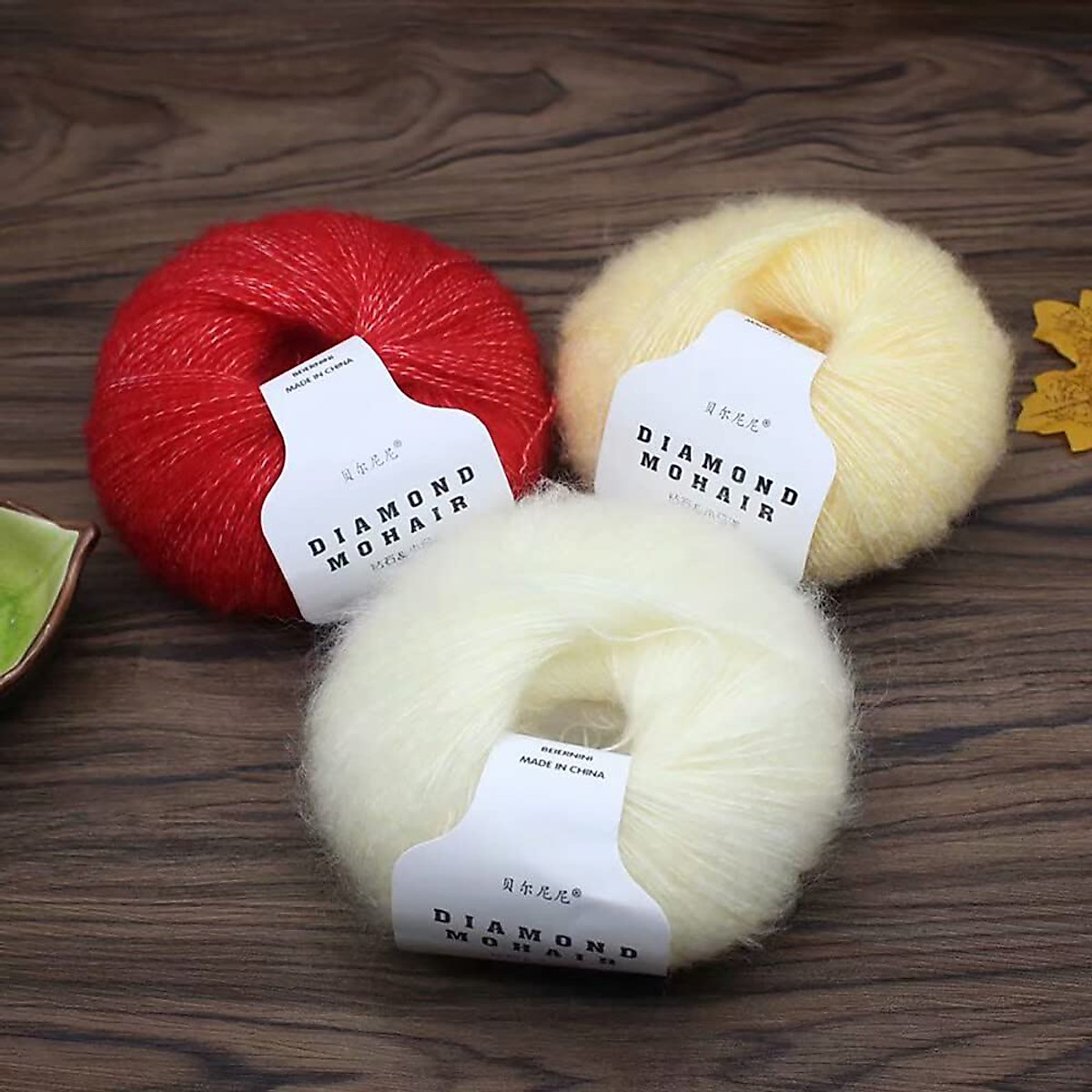 Soft Mohair Yarn Knitting Crocheting Wool Yarn Fuzzy Wool Fiber Lightweight Crochet Yarn for DIY Knitting Crafts Hats Sweater Scarf, 25g x 2 Balls