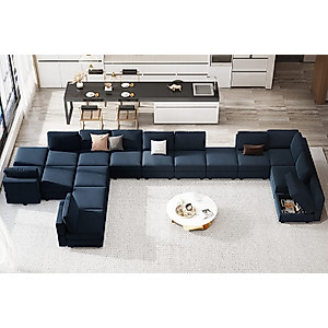 Belffin Modular Sectional Sofa with Storage Seats Velvet L Shaped Corner Couch Convertible Sectional Sofa with Chaise (Blue, L Shape-1)…
