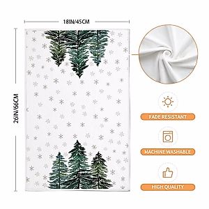 ARKENY Christmas Kitchen Towels Set of 2,Green Xmas Tree Snowflake Dish Towels 18x26 Inch Drying Dishcloth,Farmhouse Nobel Home Decoration AD140