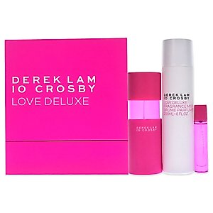 Derek Lam 10 Crosby - Love Deluxe - 3 Pc Gift Set - 3.4 Oz Eau De Parfum, 0.3 Oz Eau De Parfum, 8 Oz Fragrance Mist - Delicate, Refreshing Scent For Women - Floral, Woody, Musk Perfume Spray